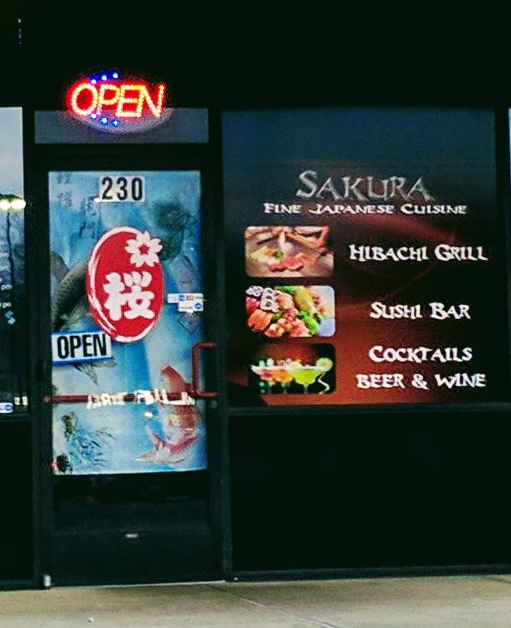 Menu at Sakura Hibachi restaurant, Nitro