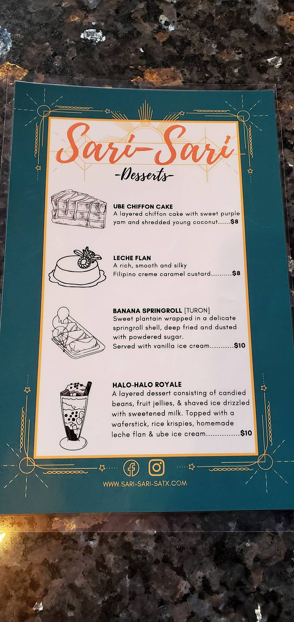 Menu at Sari-Sari Filipino Restaurant, Market, & Bakery, San Antonio
