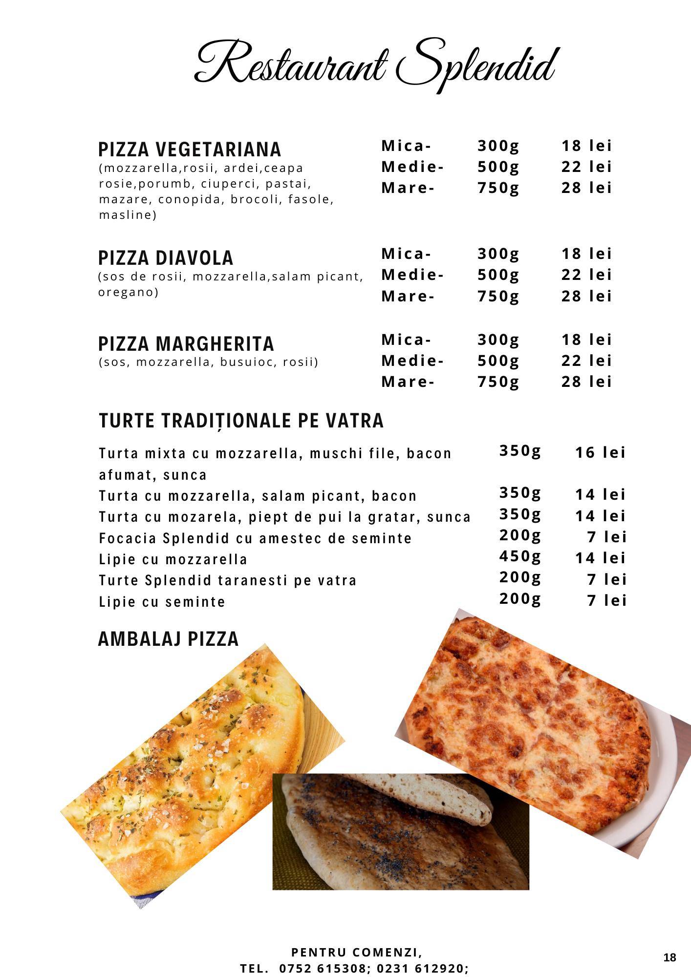 Menu at Restaurant Splendid, Dorohoi