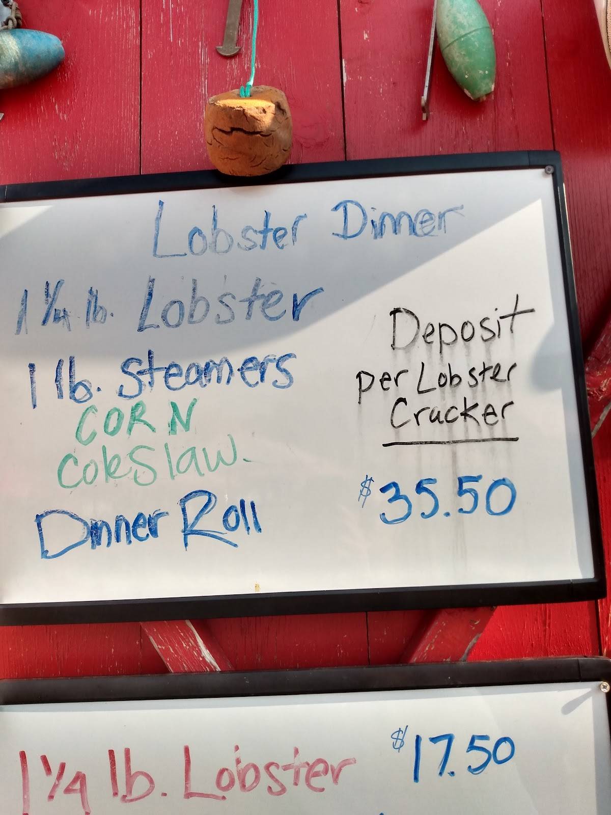Menu at Sprague's Lobster restaurant, Wiscasset, 22 Main St