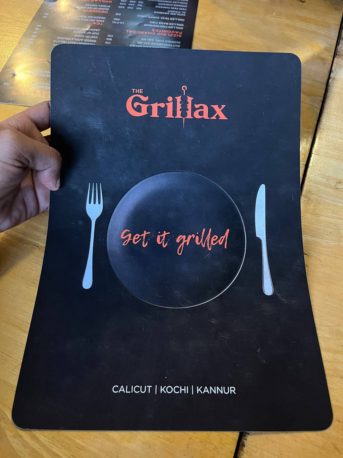 Menu at THE Grillax Methottuthazham, Kozhikode, Pottammal ...