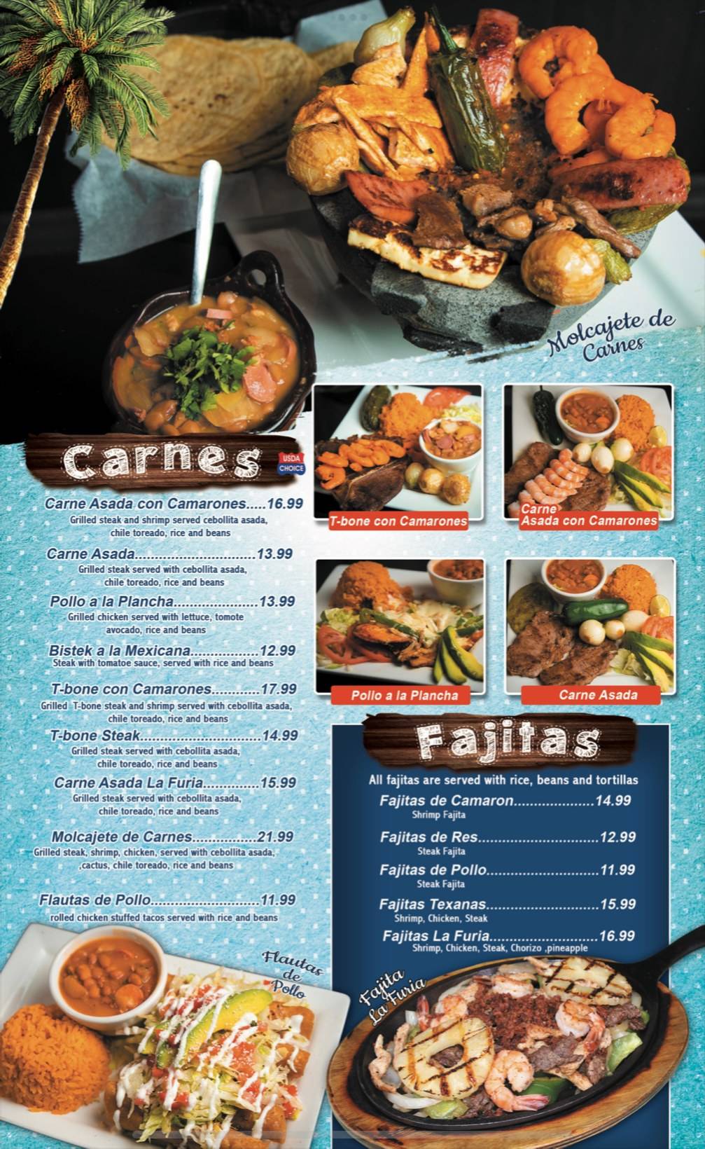 Menu at Taqueria La Furia restaurant, Indianapolis