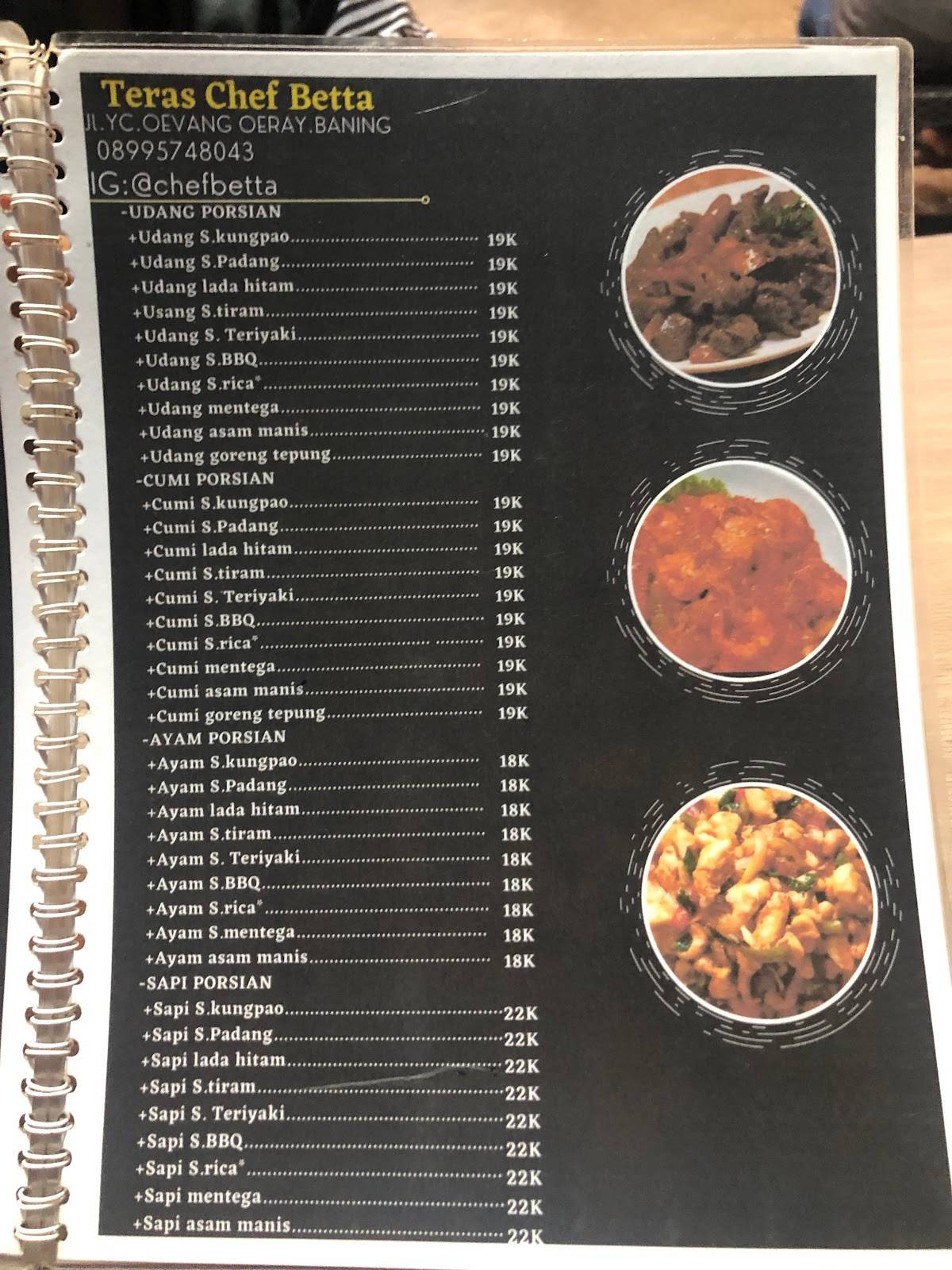Menu at Teras Chef Betta restaurant, Sintang