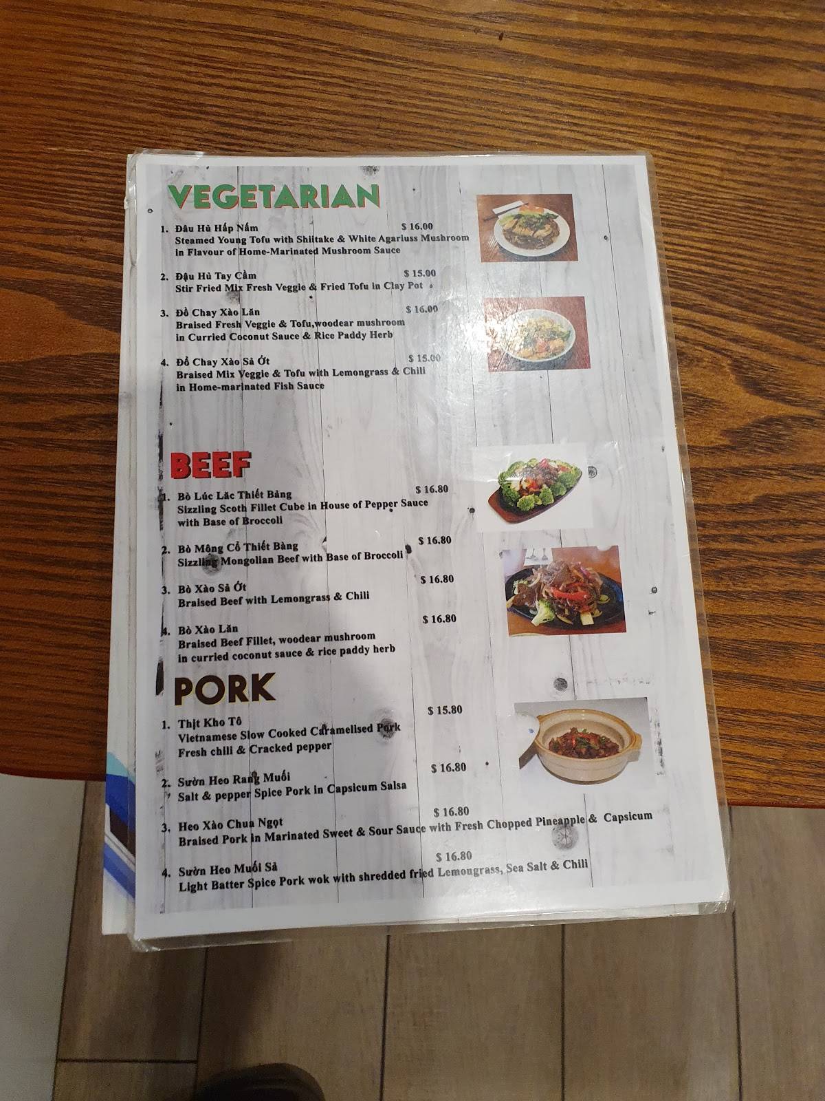 Menu at Viet Senses restaurant, Bondi Junction