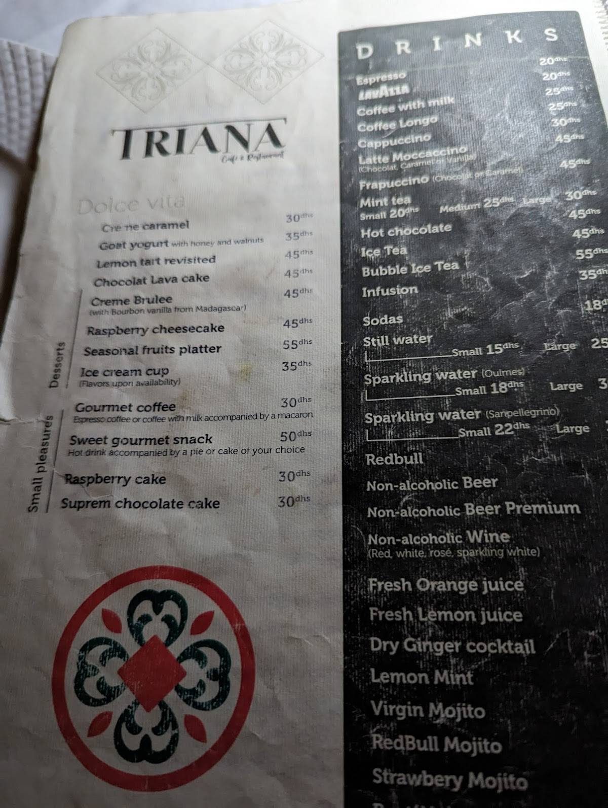 Menu at Restaurant Triana, Chefchaouen