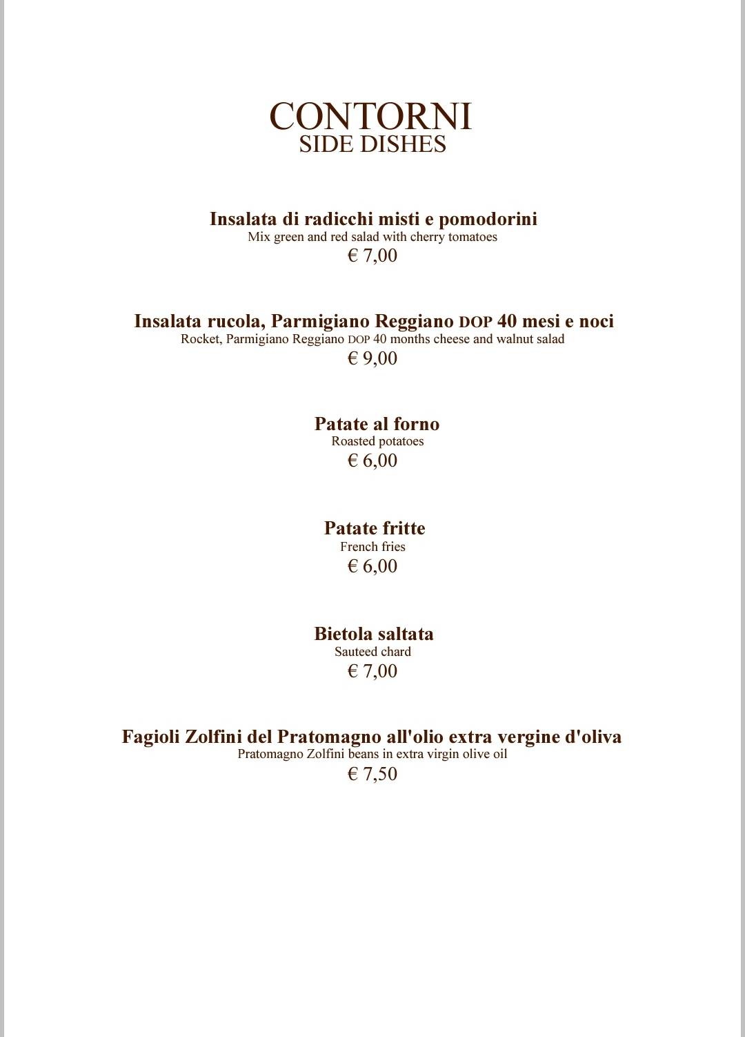 Menu at Ristorante Il Caminetto, Florence