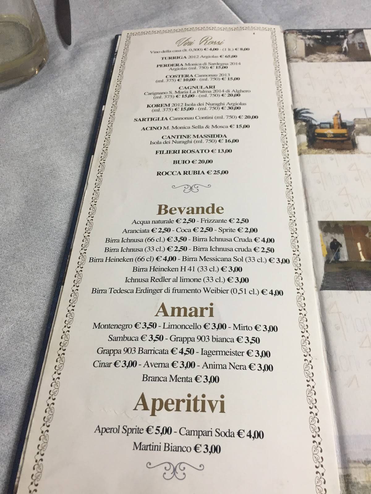 Menu da Ristorante Quattro Mori da Massimo, Cagliari