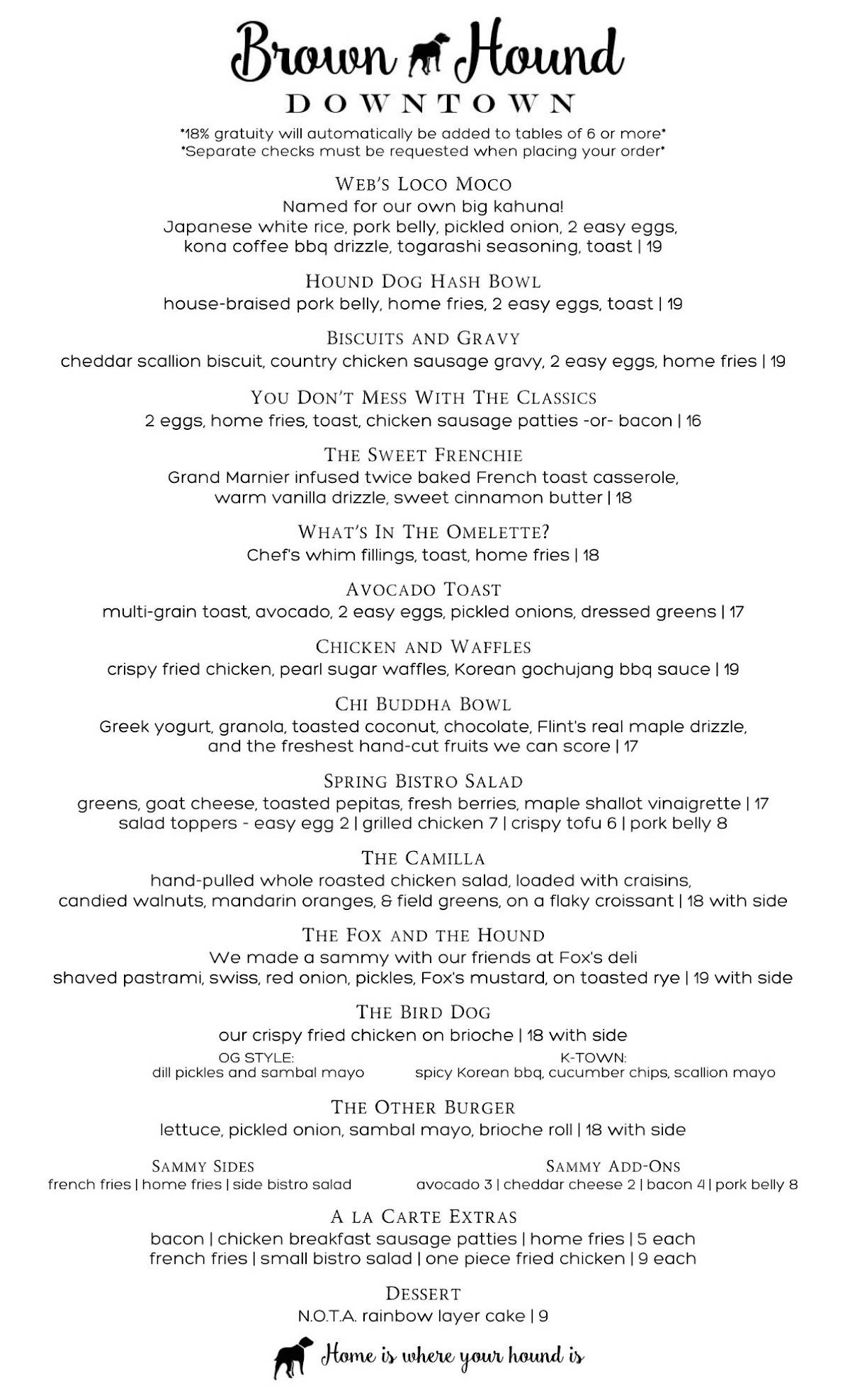 Menu at Brown Hound Downtown restaurant, Rochester