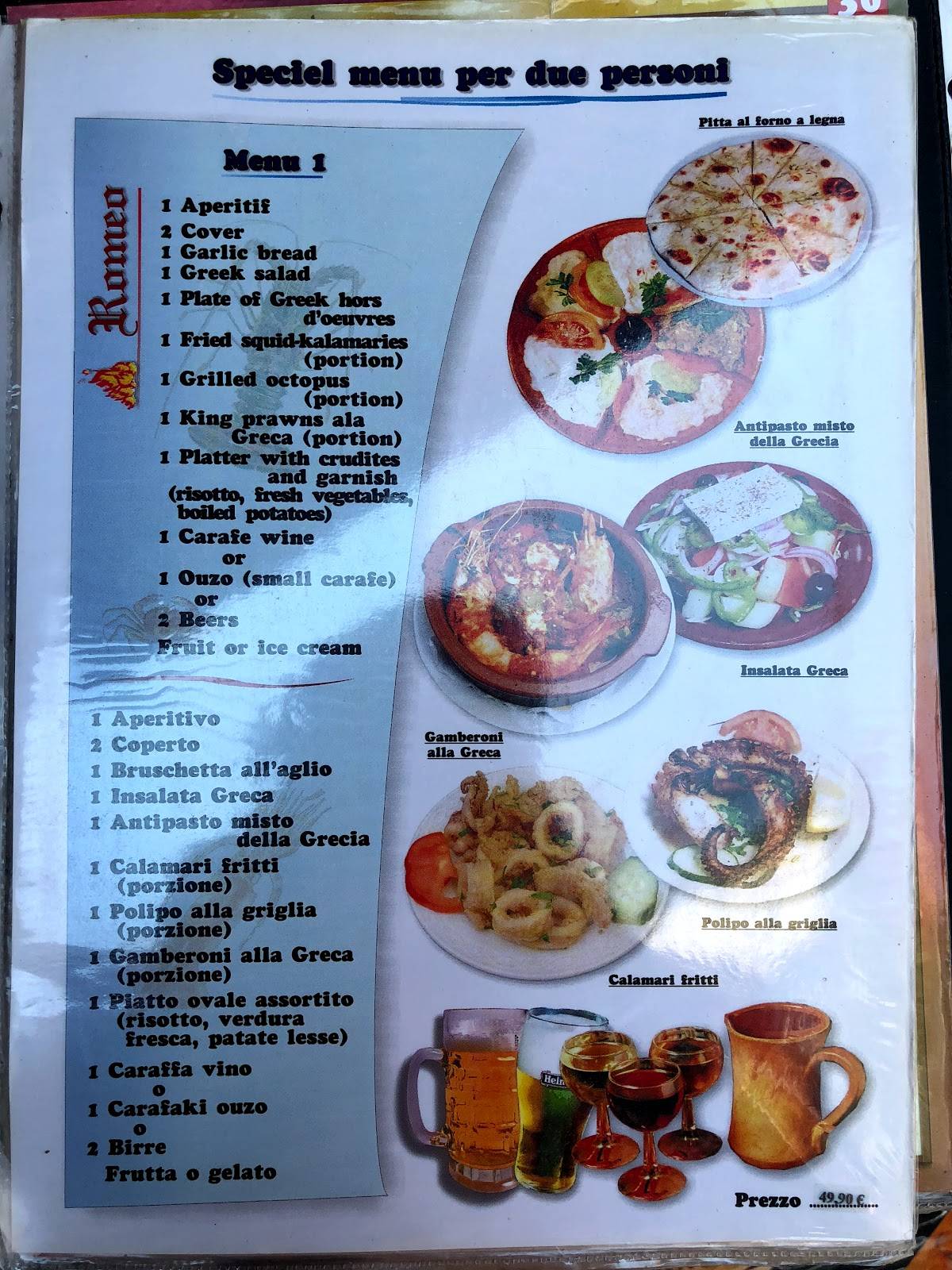Menu at Romeo Restaurant, Rhodes