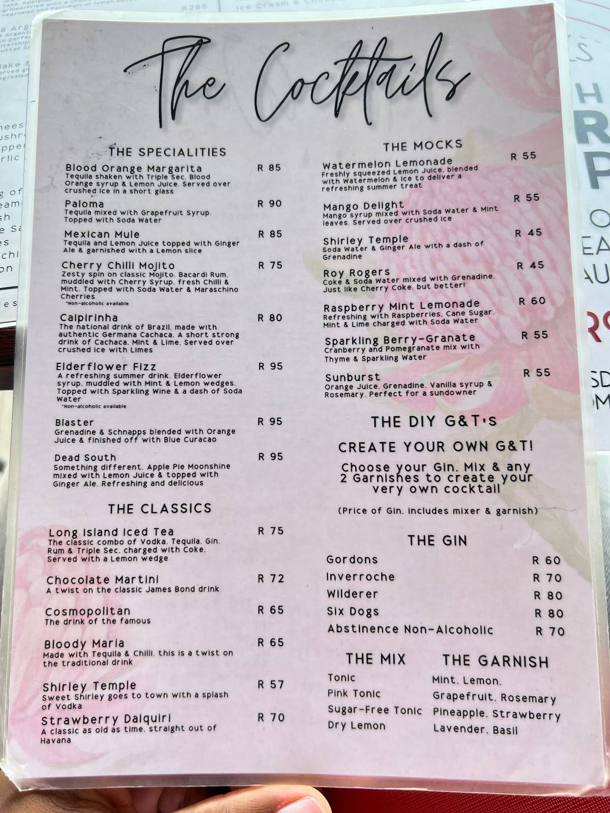 Menu at Jessica's Ruimsig Country Club, Roodepoort