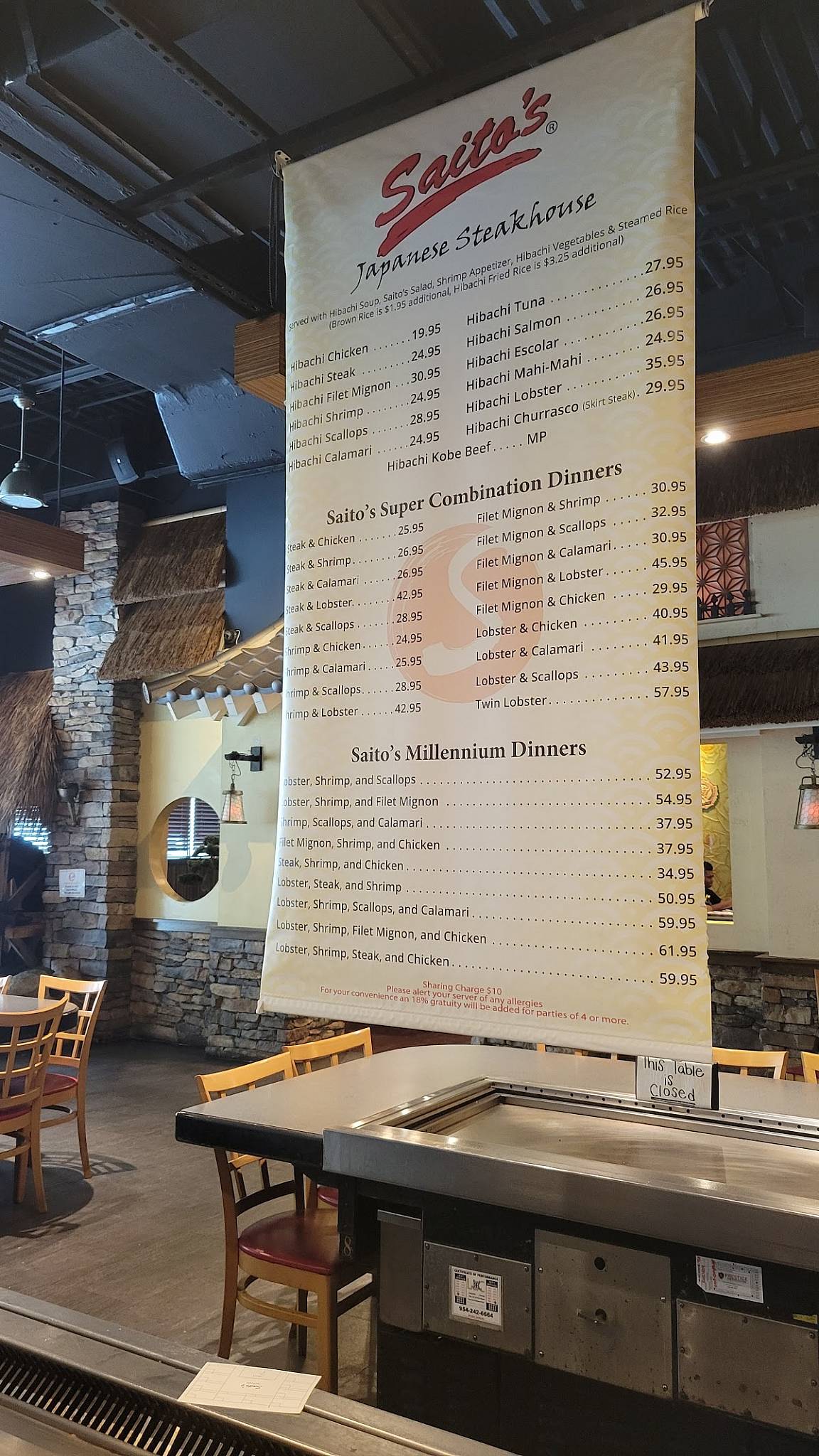 Menu at Saito's Japanese Steakhouse, Wellington, Forest Hill Blvd #140