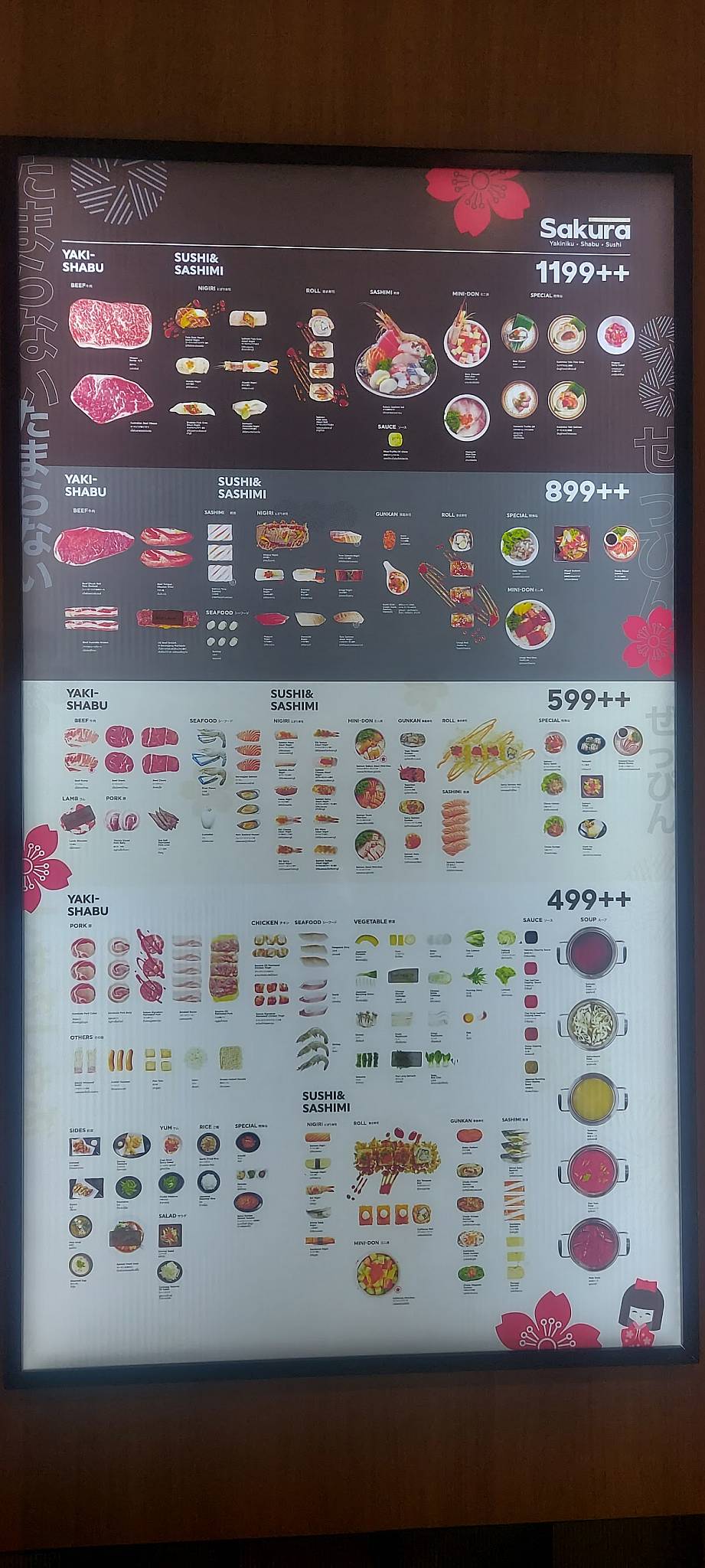 Menu at Sakura restaurant, Bangkok, ชั้น 3 1691 Phahonyothin Rd