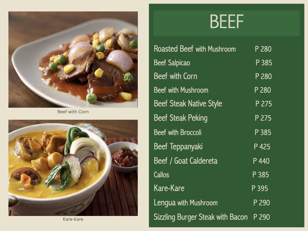 Menu at Sal's Restaurant Tacloban, Tacloban City