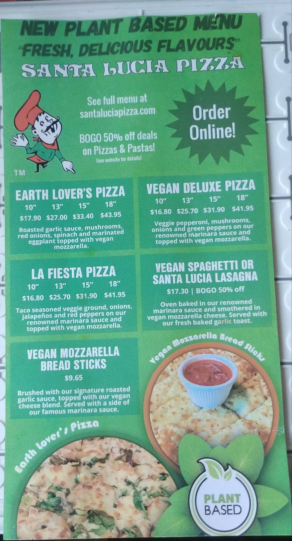 Menu at Santa Lucia Pizza pizzeria, Winnipeg, 4 St Mary's Rd