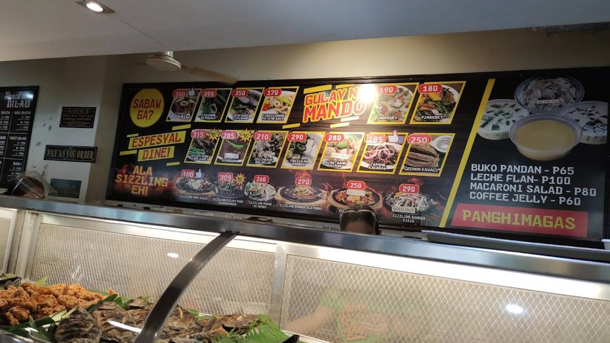 Menu at Mando And Elvie's Lutong Bahay restaurant, Santo Tomas