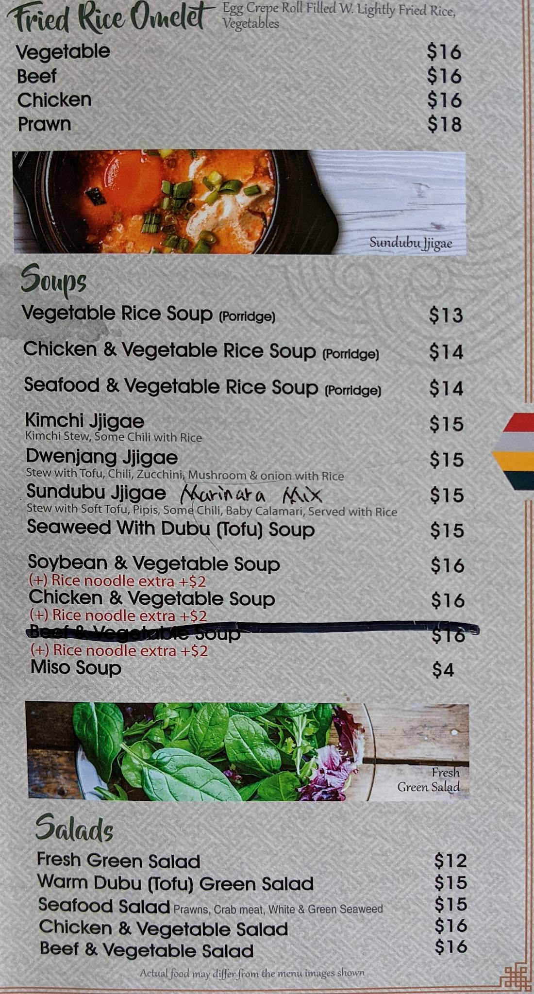Menu at Sanwiye Korean Restaurant., Katoomba