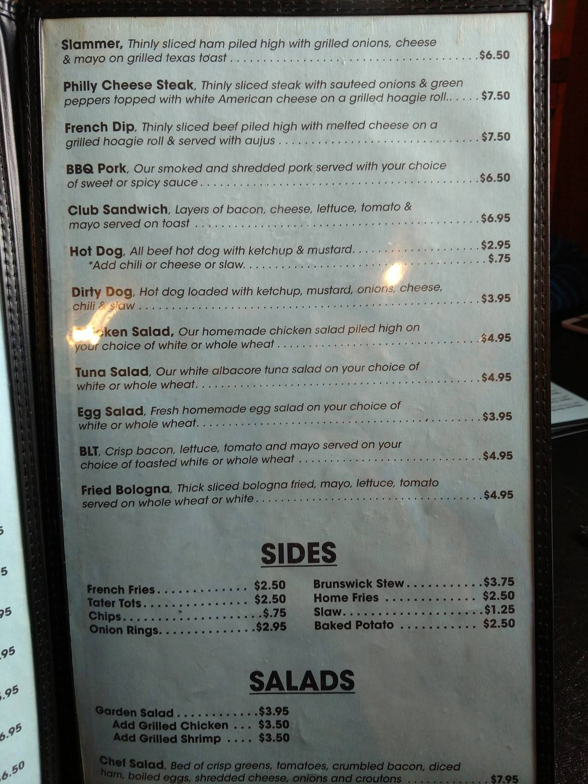 Menu at Sautee Trail Cafe, USA