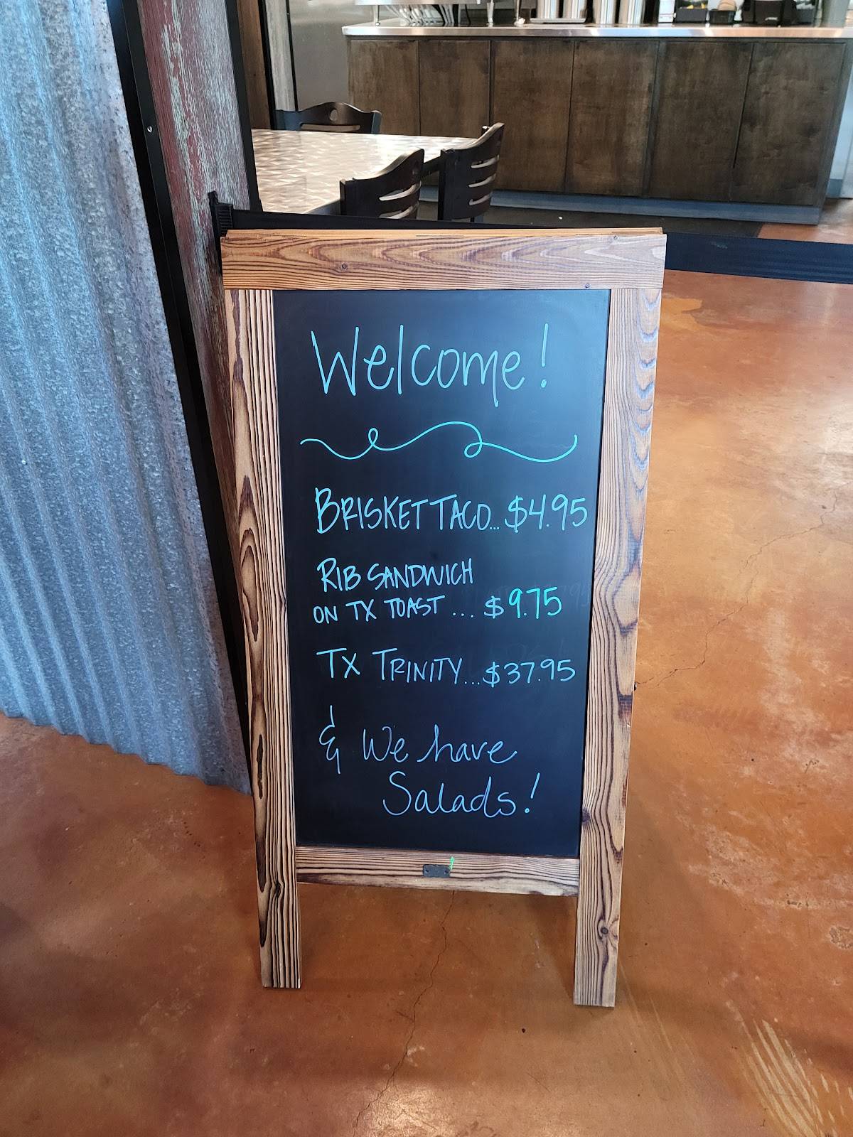 Menu at Schulze's Pit Room restaurant, Seguin