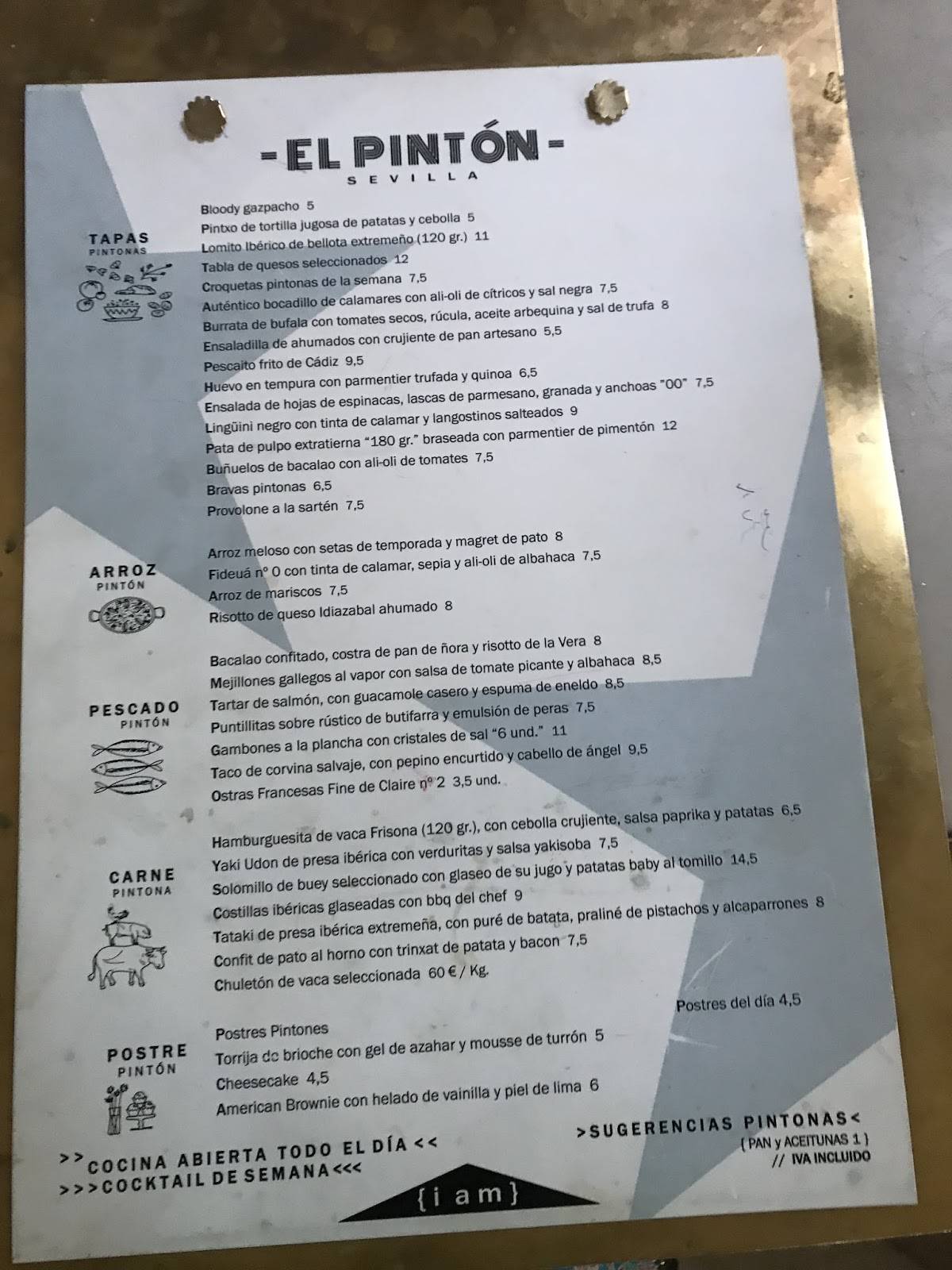 Menu at Restaurante El Pintón, Seville