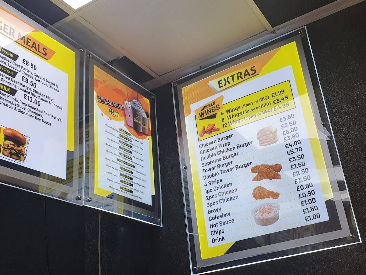 Menu at Shake Bee restaurant, Manchester