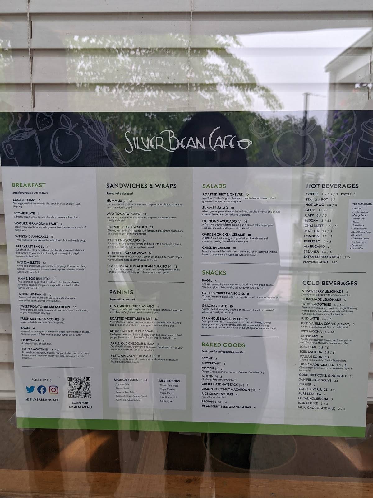 Menu at Silver Bean Cafe, Peterborough