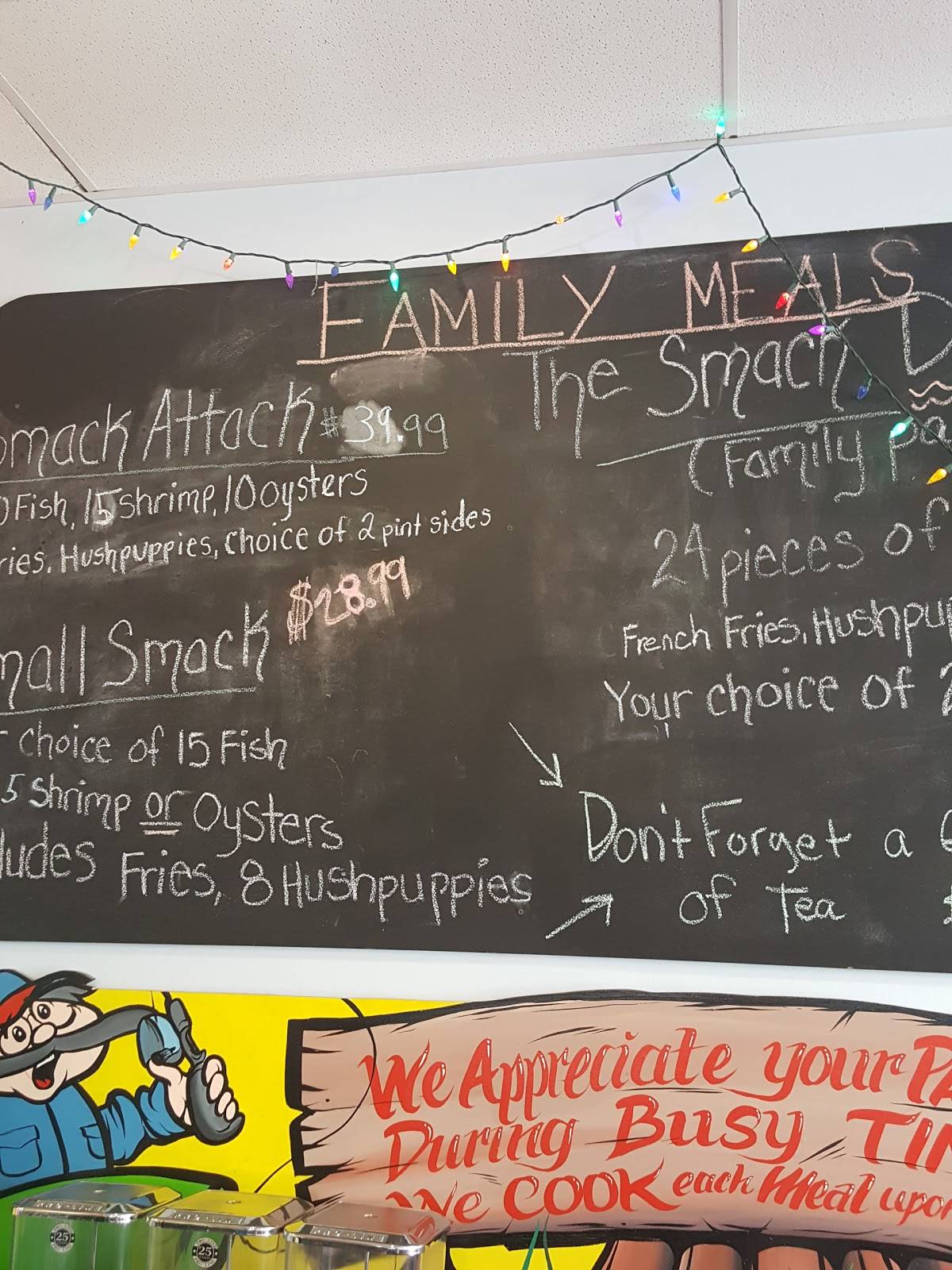 Menu at Smackin Mack's restaurant, Alexandria