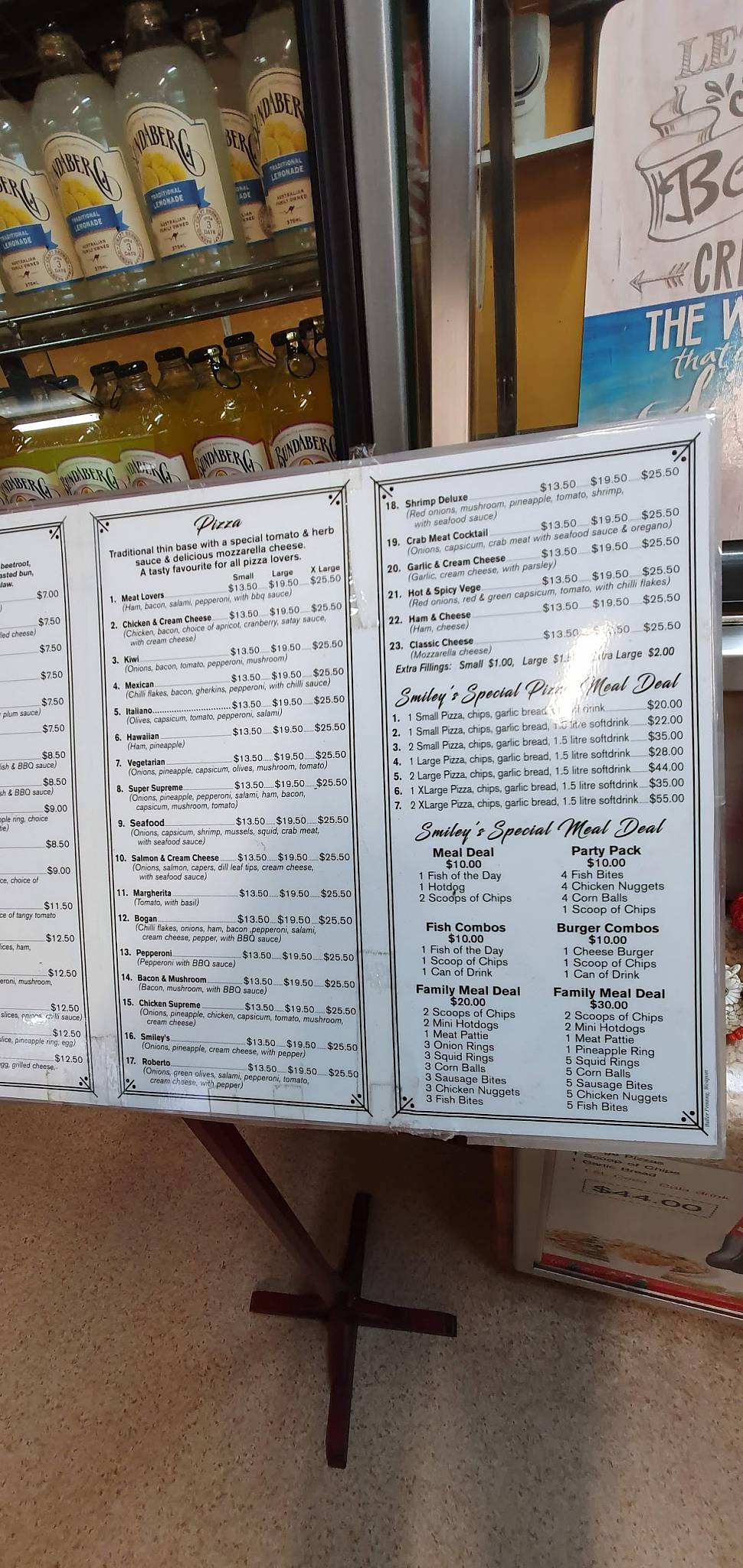 Menu at Smileys Pizzas &Takeaways. pizzeria, Westport