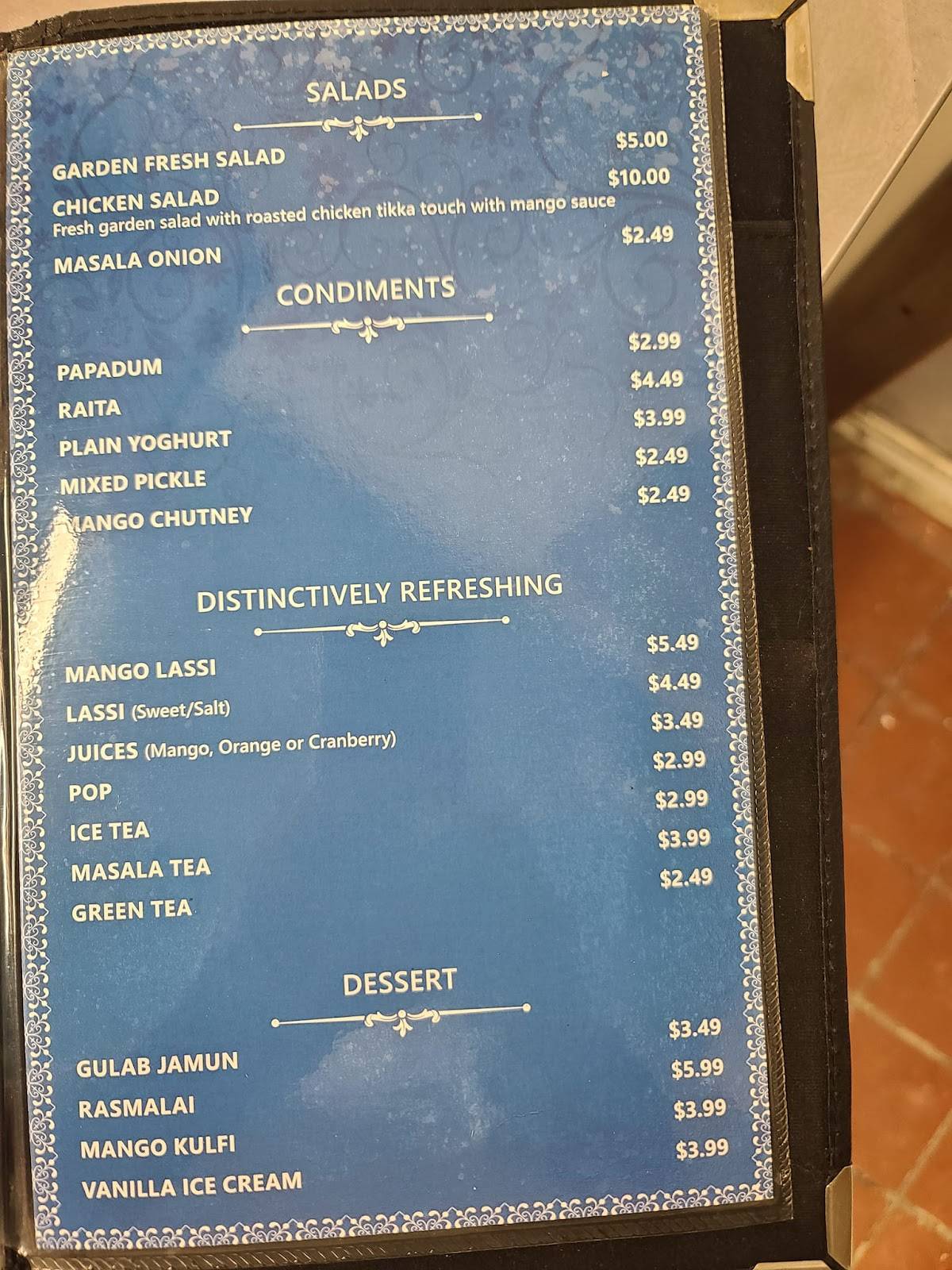 Menu at Sagar Indian Cuisine Smiths Falls restaurant, Smiths Falls