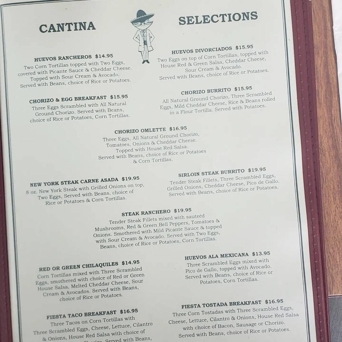 Menu at Snooty Fox restaurant, Laguna Hills