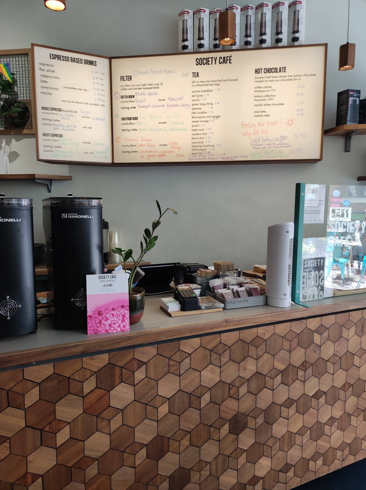 Menu at Society Café cafe, Oxford