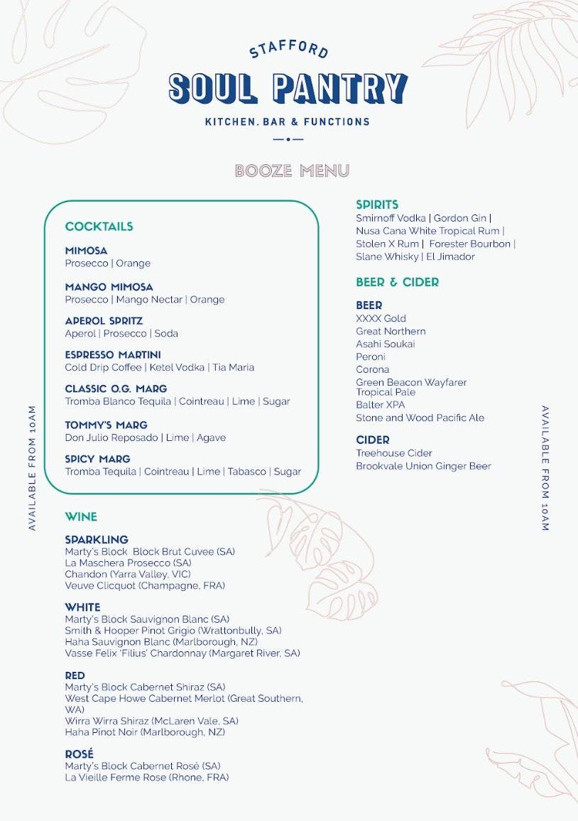 Menu at Soul Pantry Cafe, Stafford