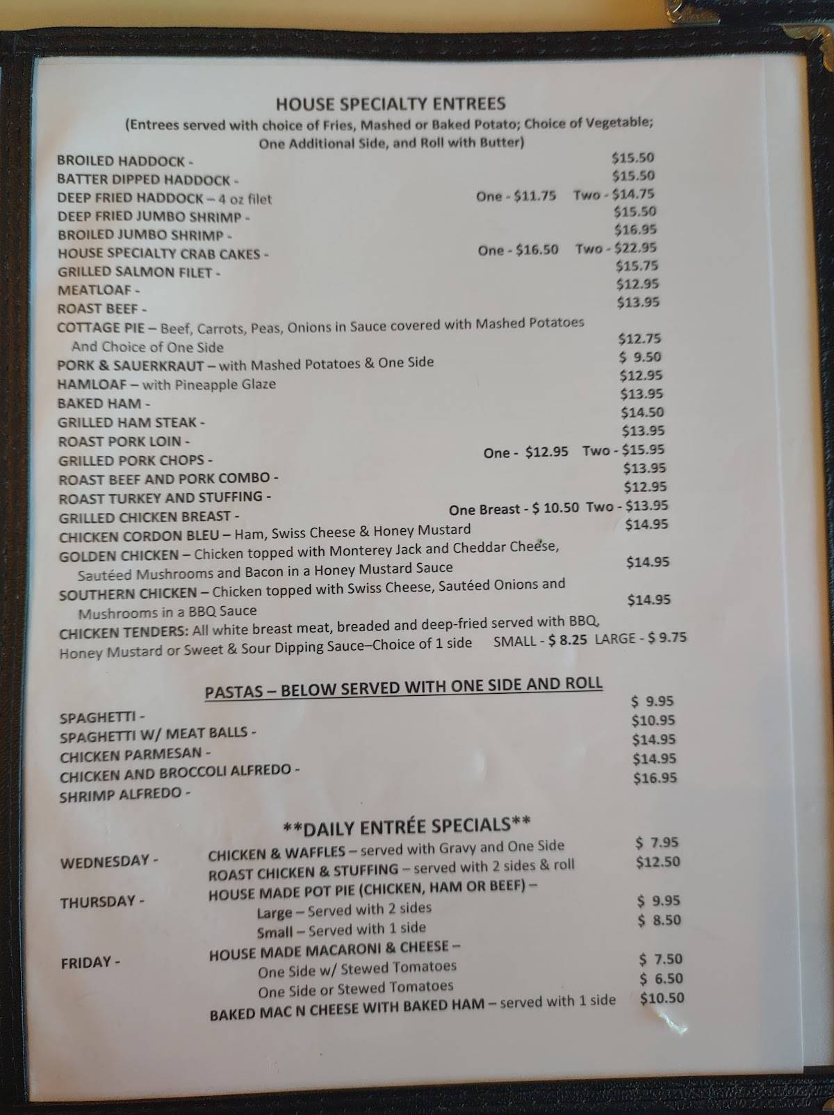 Menu at The Special Place restaurant, Elizabethville
