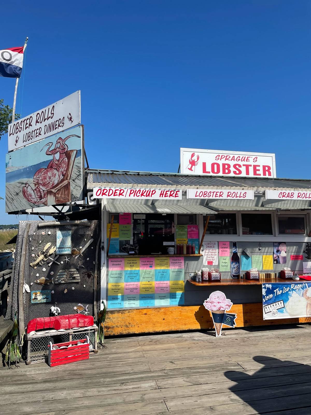 Menu at Sprague's Lobster restaurant, Wiscasset, 22 Main St
