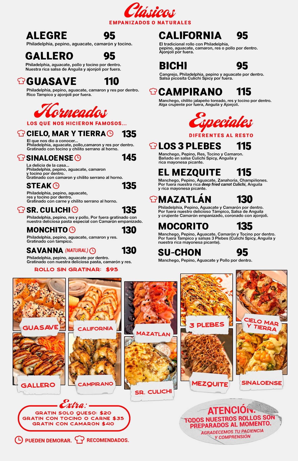 Menu at Sr. Culichi Colima restaurant, Uruapan
