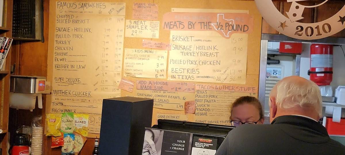 Menu at Stanley's Famous Pit Barbecue, Tyler