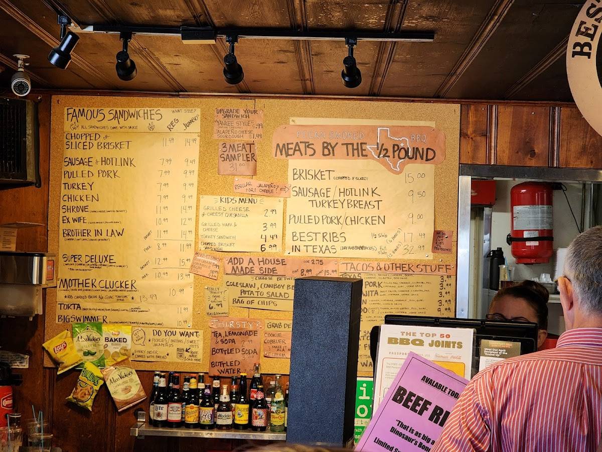 Menu at Stanley's Famous Pit Barbecue, Tyler