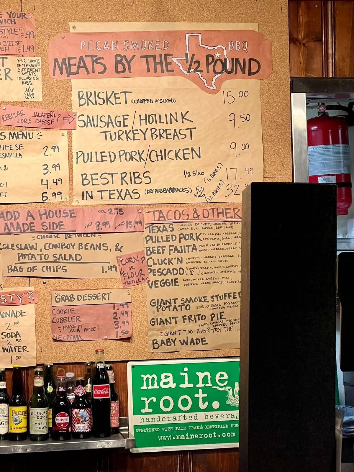 Menu at Stanley's Famous Pit Barbecue, Tyler