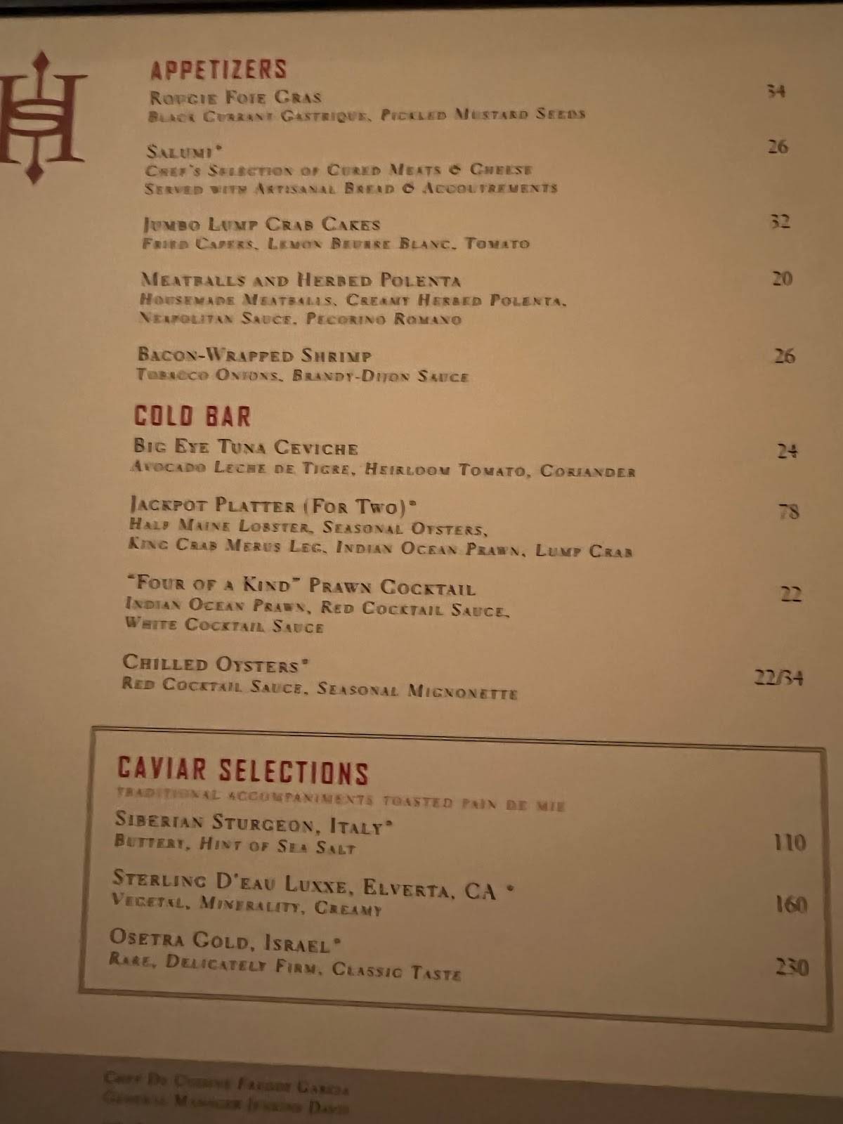Menu at High Steaks steakhouse, Lincoln
