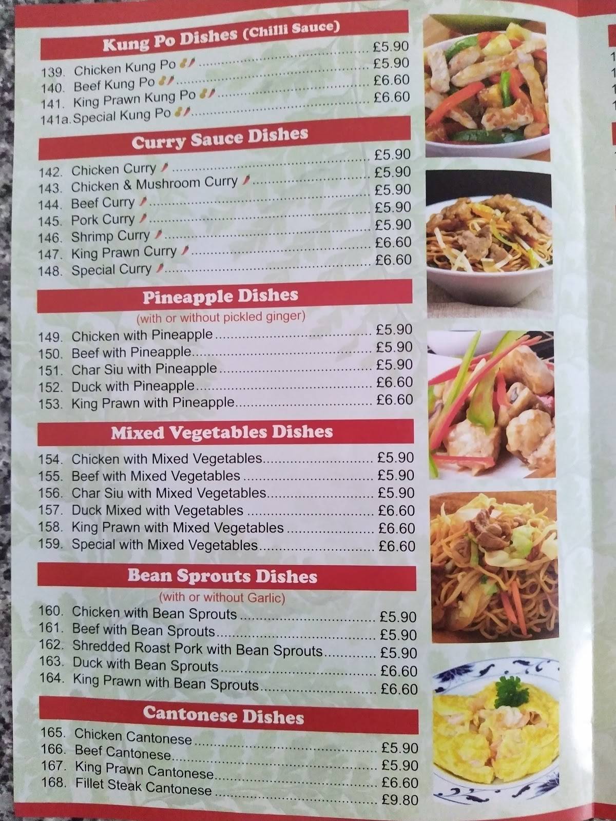 Menu at Sun Sing restaurant, Nantwich