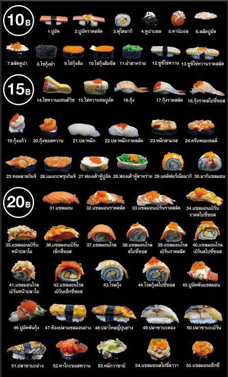 Menu at Sushi Corner Nakhon Pathom restaurant, Nakhon Pathom