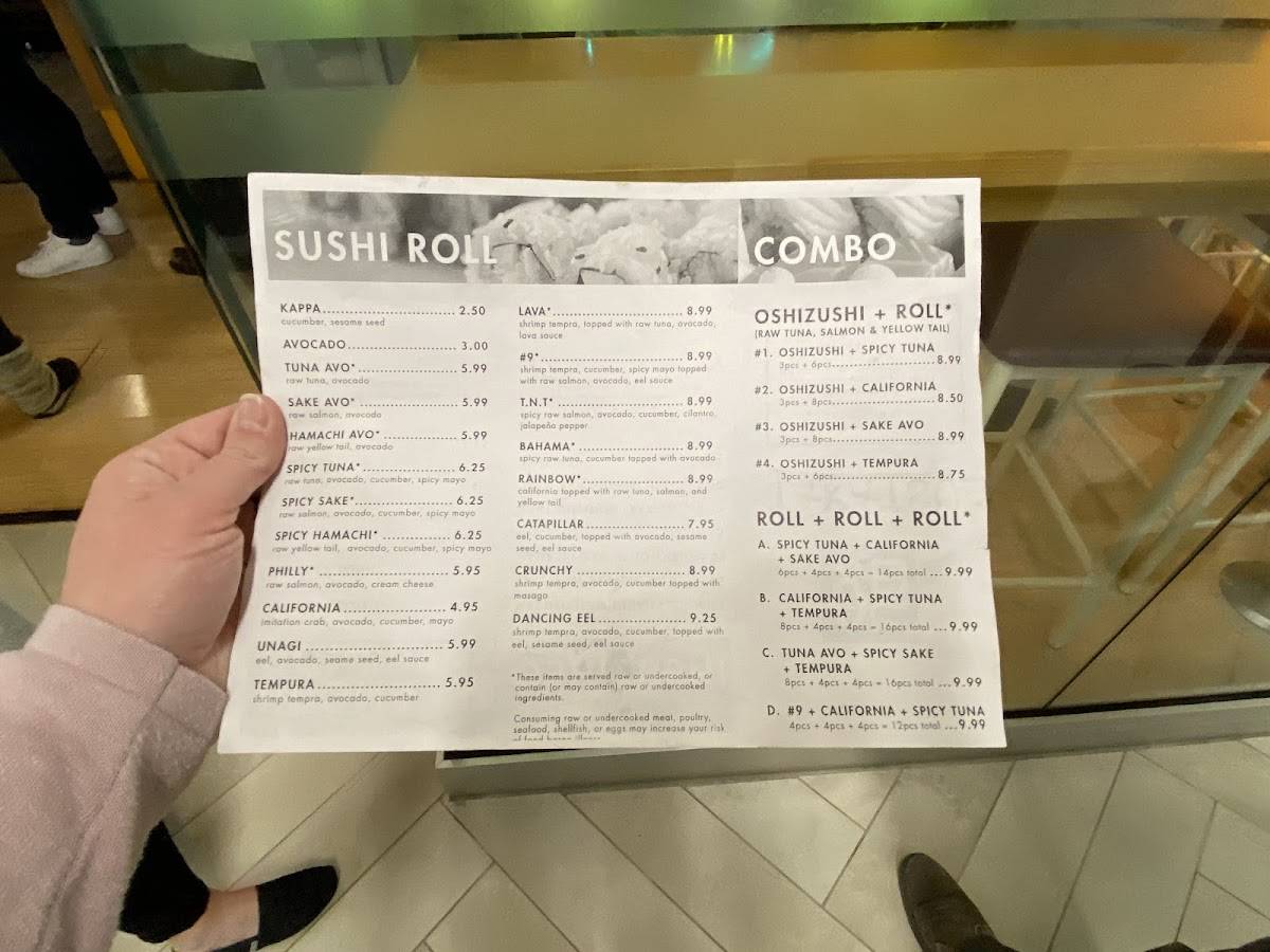 Menu at Sushi Takatsu restaurant, Minneapolis