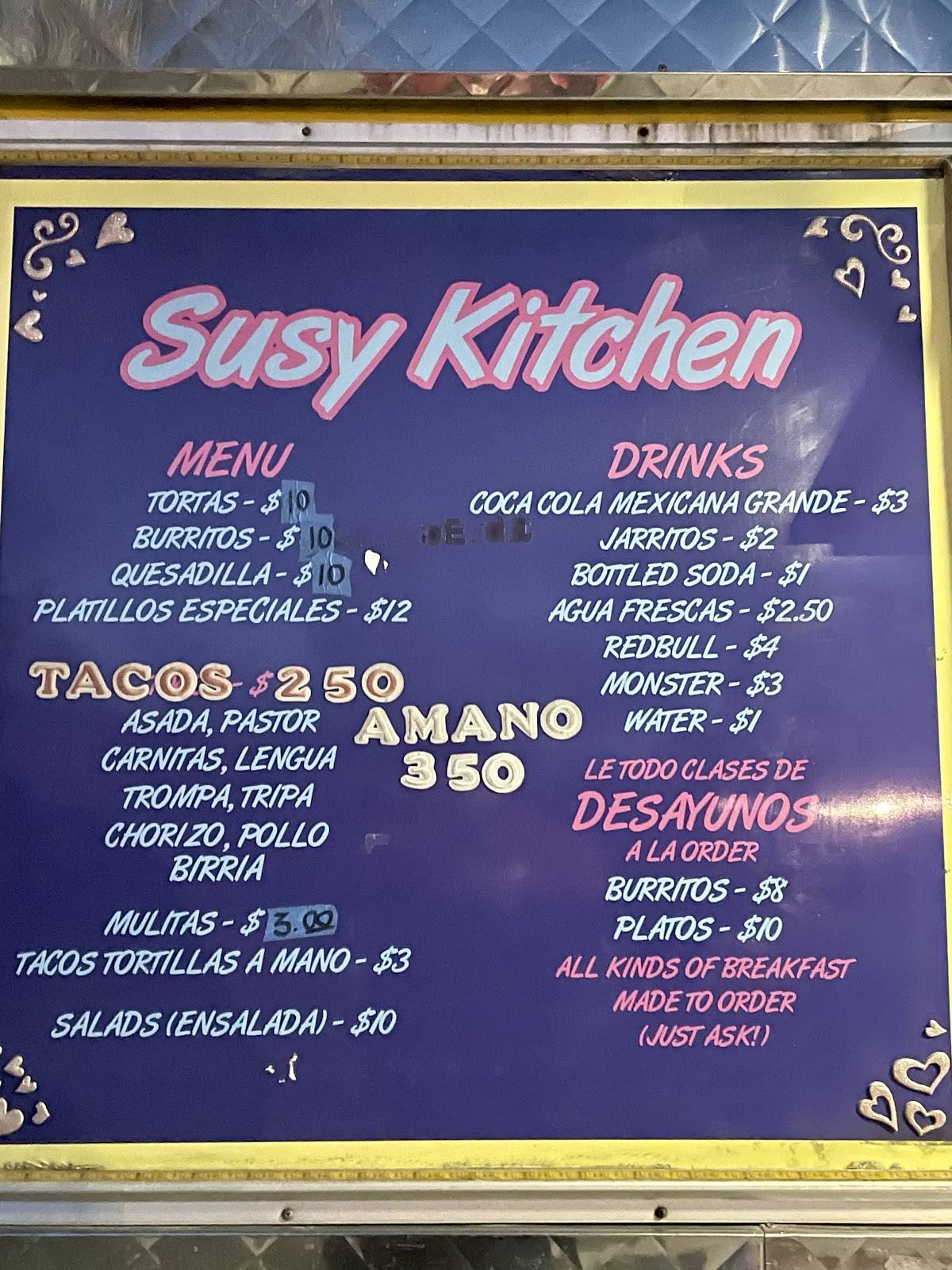 Menu at Susy Kitchen, Authentic Mexican Food restaurant, Atascadero