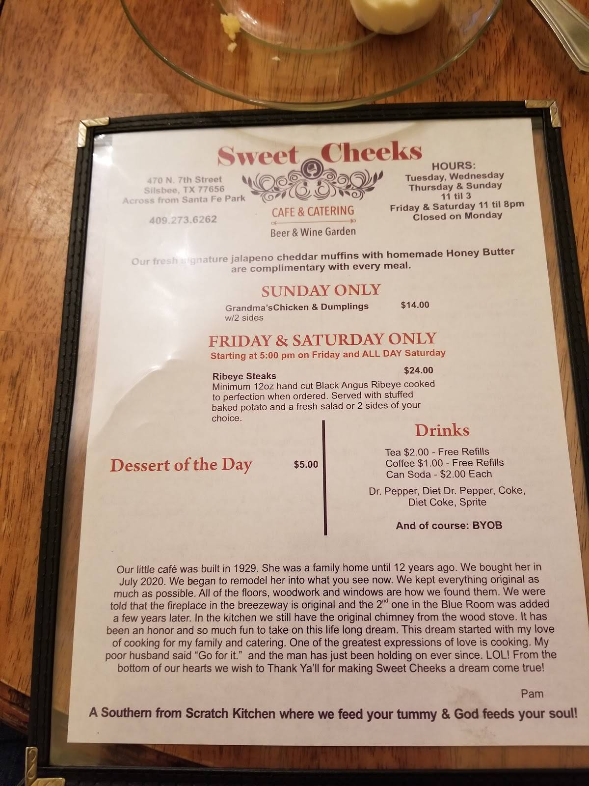 Menu at Sweet Cheeks Cafe and Catering, Silsbee