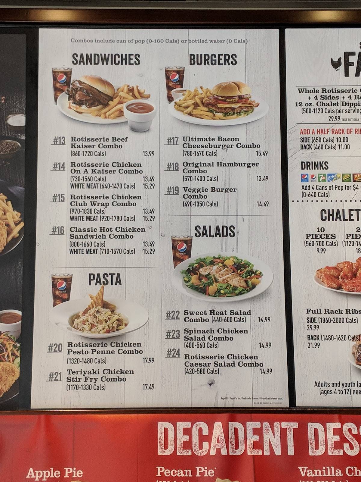 Menu at Swiss Chalet restaurant, Cambridge, 506 Hespeler Rd