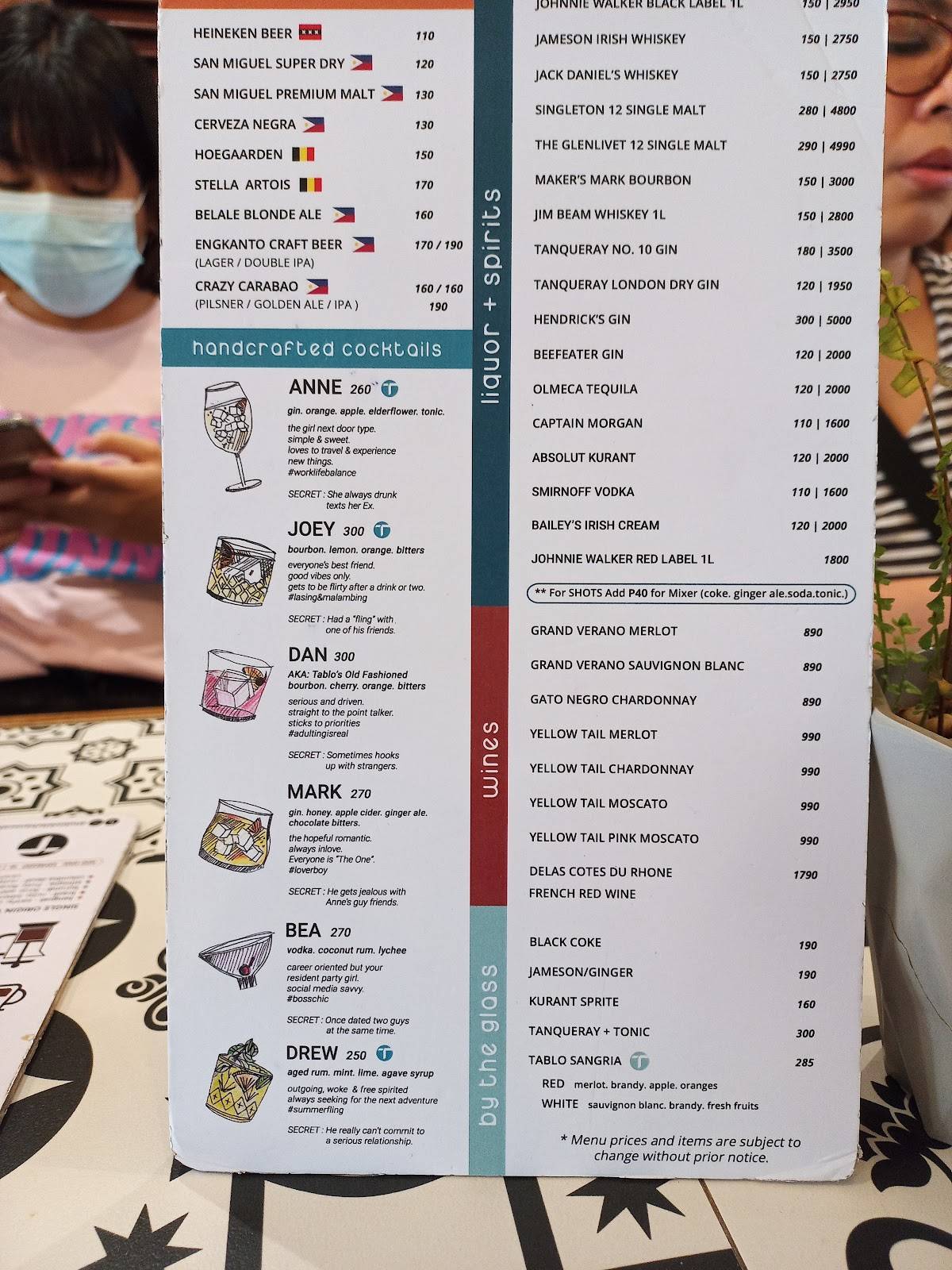 Menu at Tablo Kitchen x Cafe BF Resort Village, Las Pinas