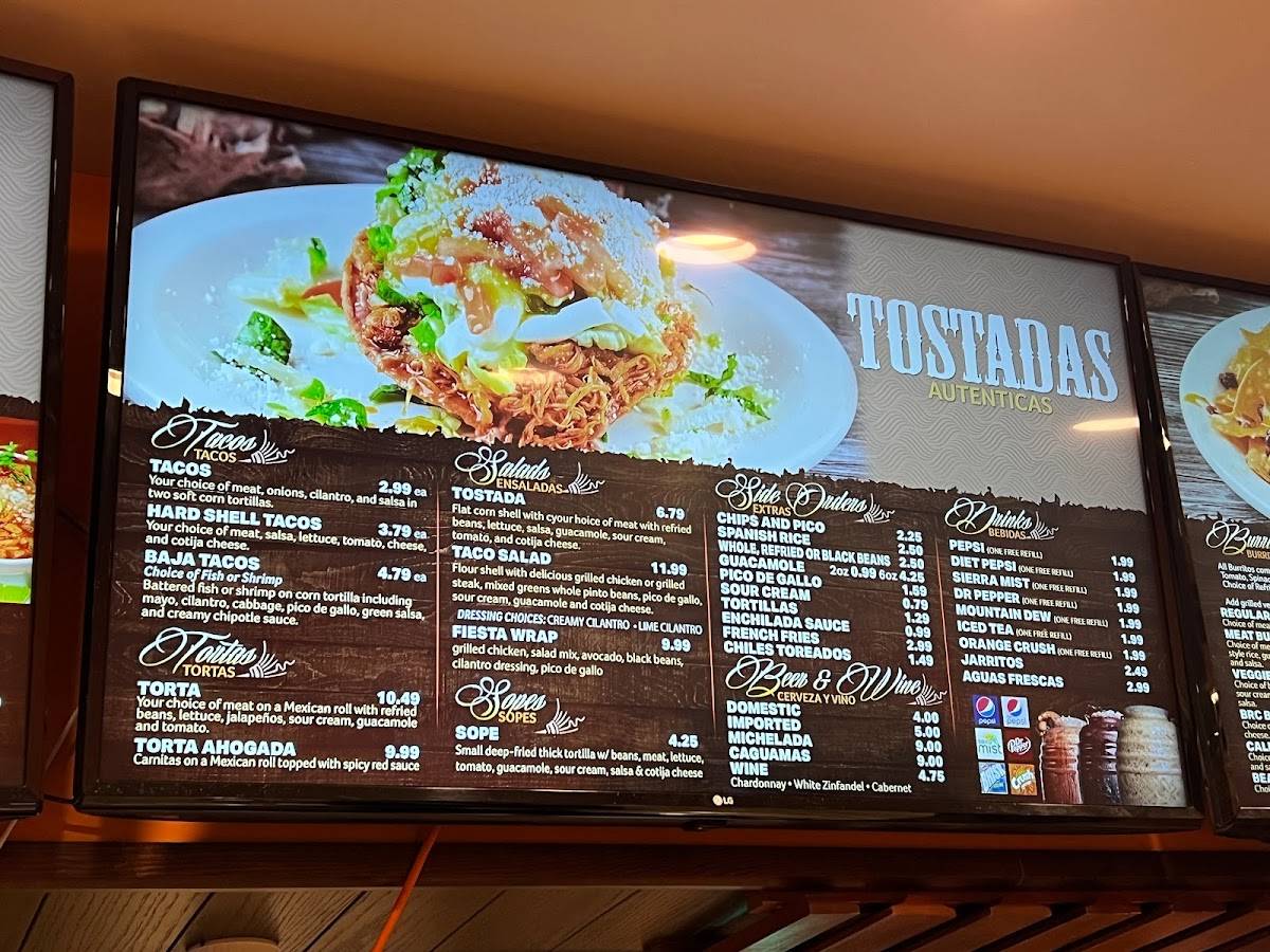 Menu at Taco's Jalisco restaurant, Truckee, Donner Pass Rd #25