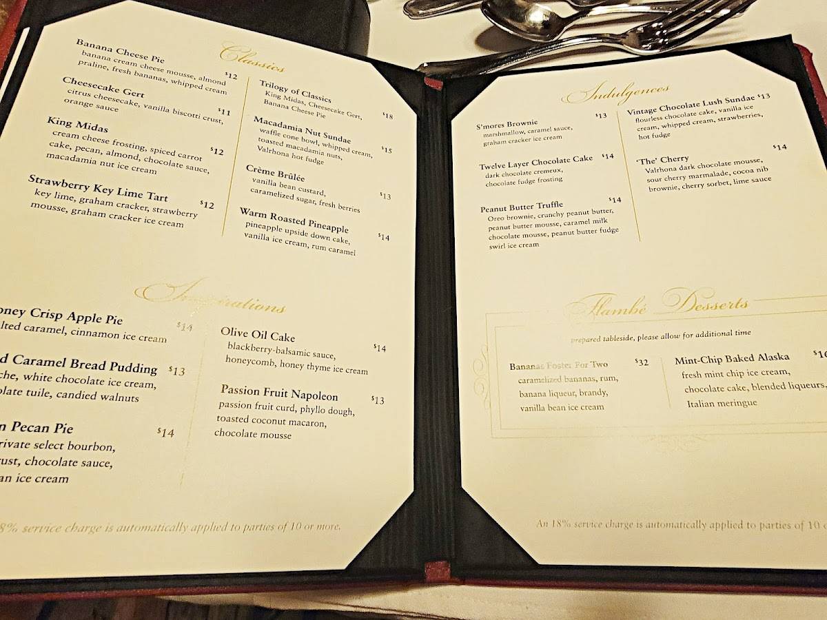 Menu at Bern's Steak House steakhouse, Tampa, 1208 S Howard Ave