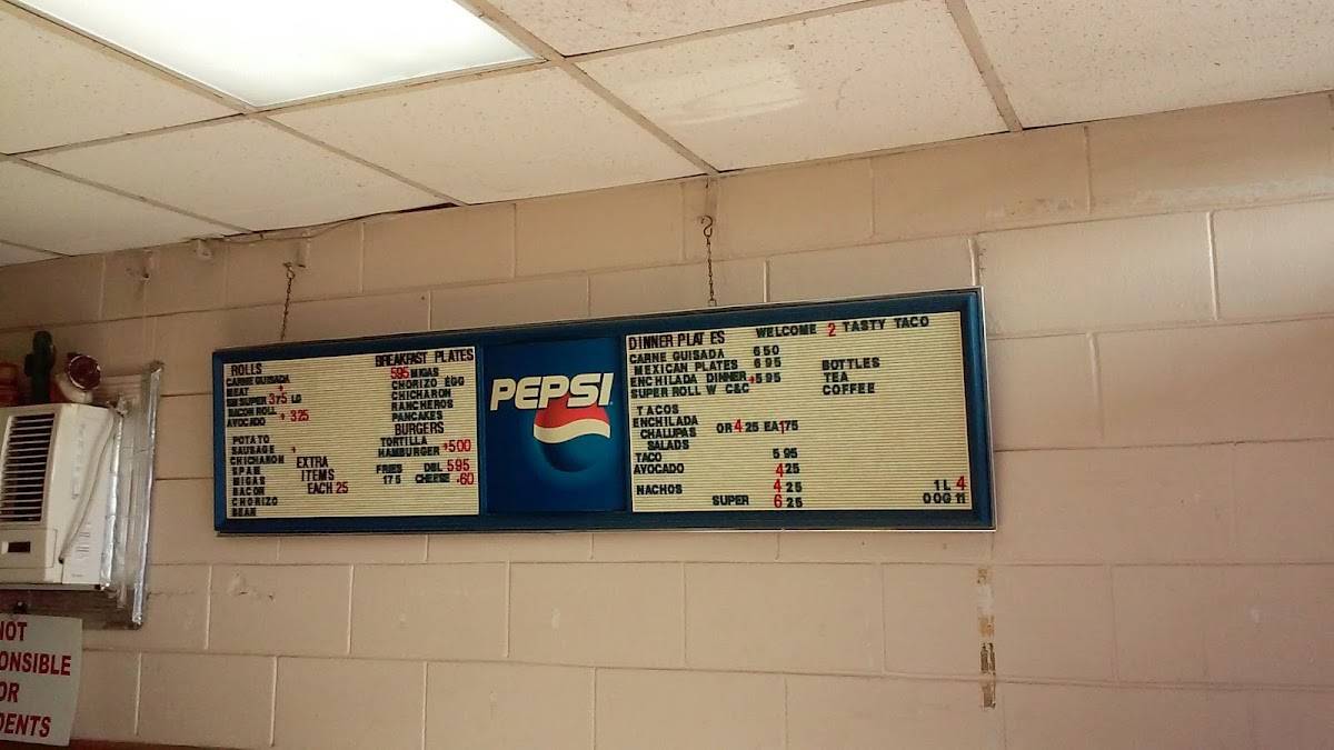 Menu at Tasty Taco restaurant, Sinton