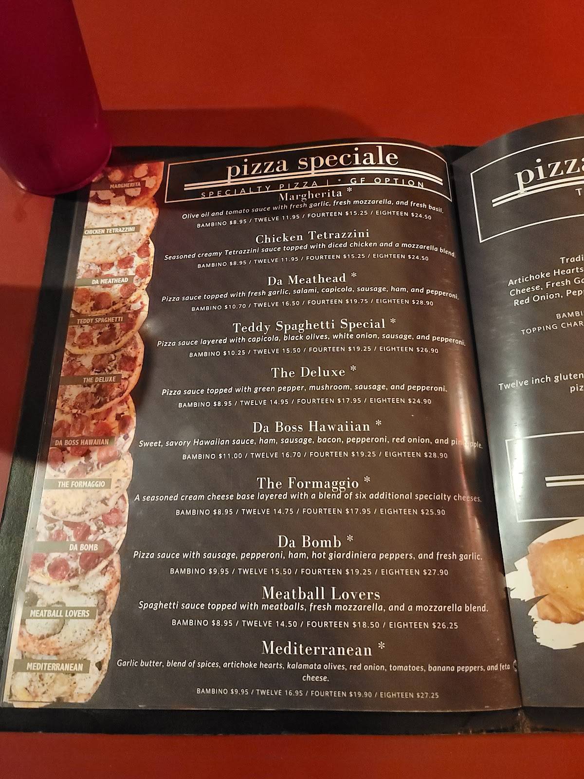 Menu at Teddy Spaghettis pizzeria, Muskegon