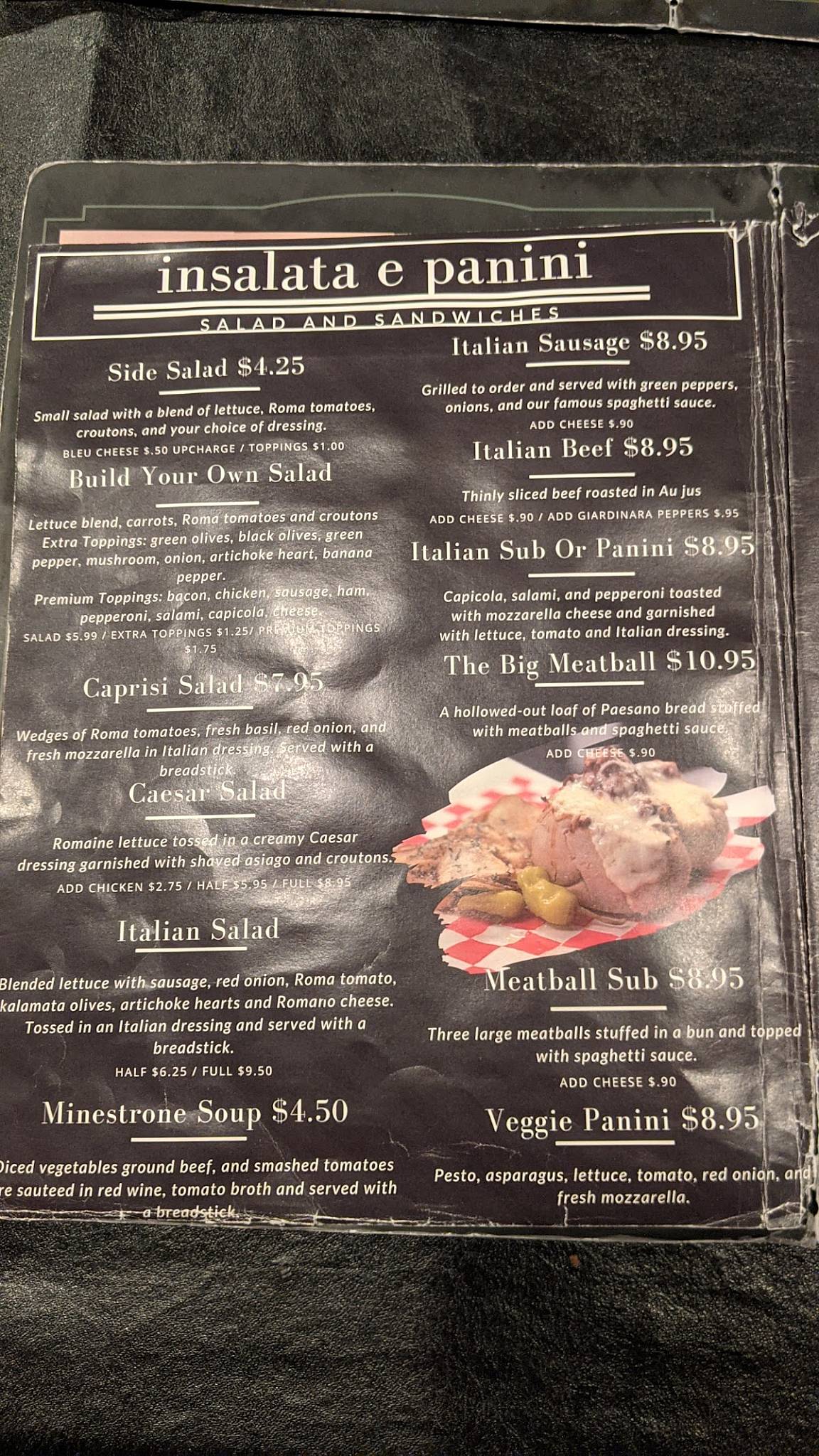 Menu at Teddy Spaghettis pizzeria, Muskegon